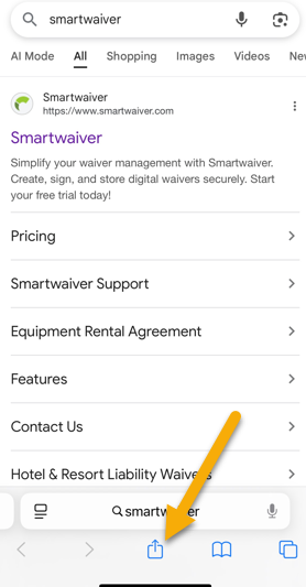 How to use my Smartwaiver Kiosk within a browser and place it on my home screen – Smartwaiver