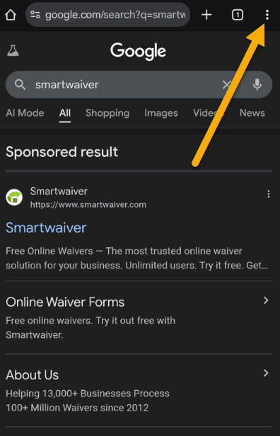 How to use my Smartwaiver Kiosk within a browser and place it on my home screen – Smartwaiver