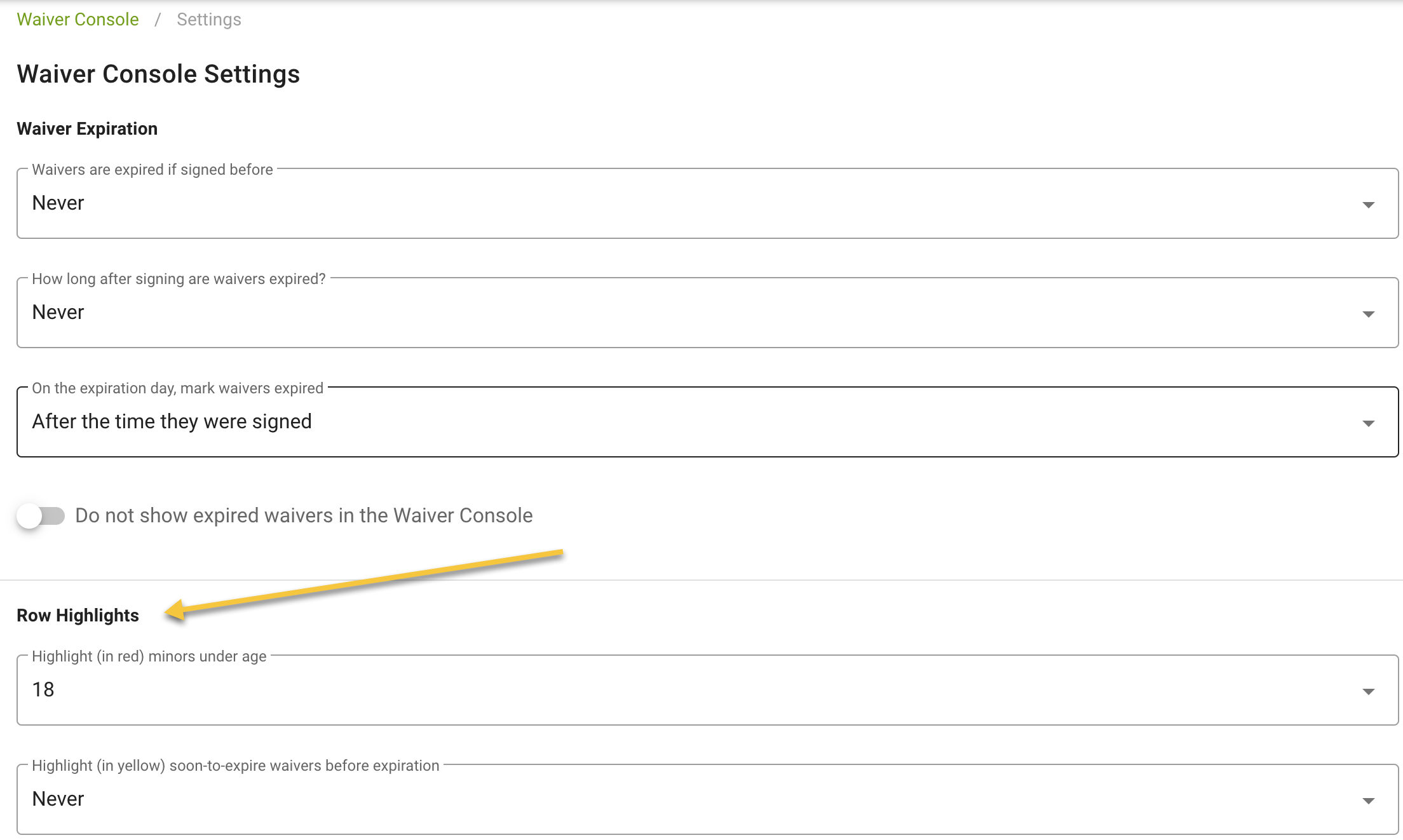 How to highlight participant signed waivers based on age – Smartwaiver